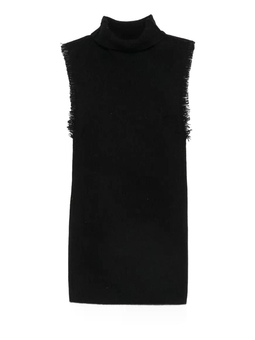 LE PETIT PULLE Le Petit Pulle Sleeveless Ribbed Vest with Frayed Detailing