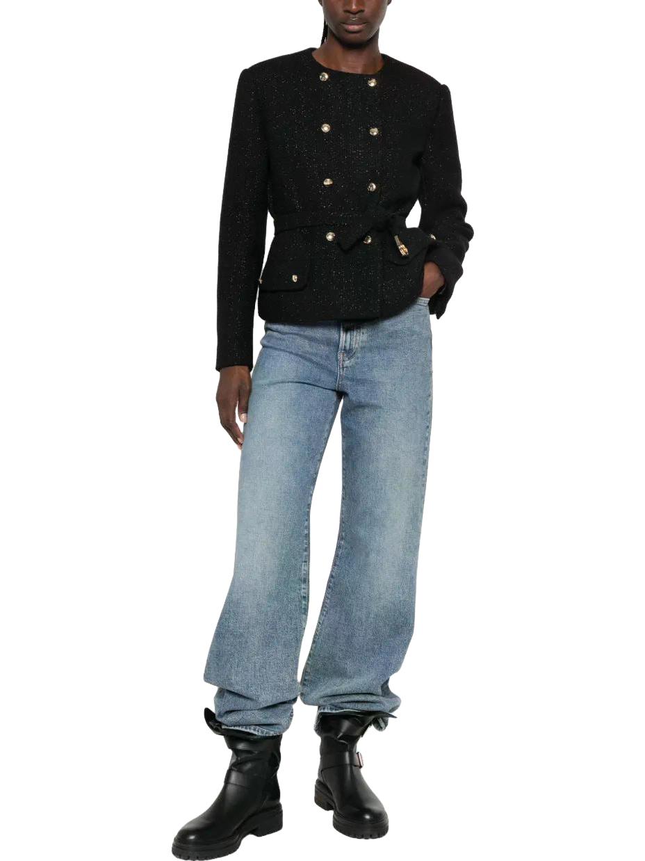 MAJE Maje Belted Double-Breasted Tweed Jacket