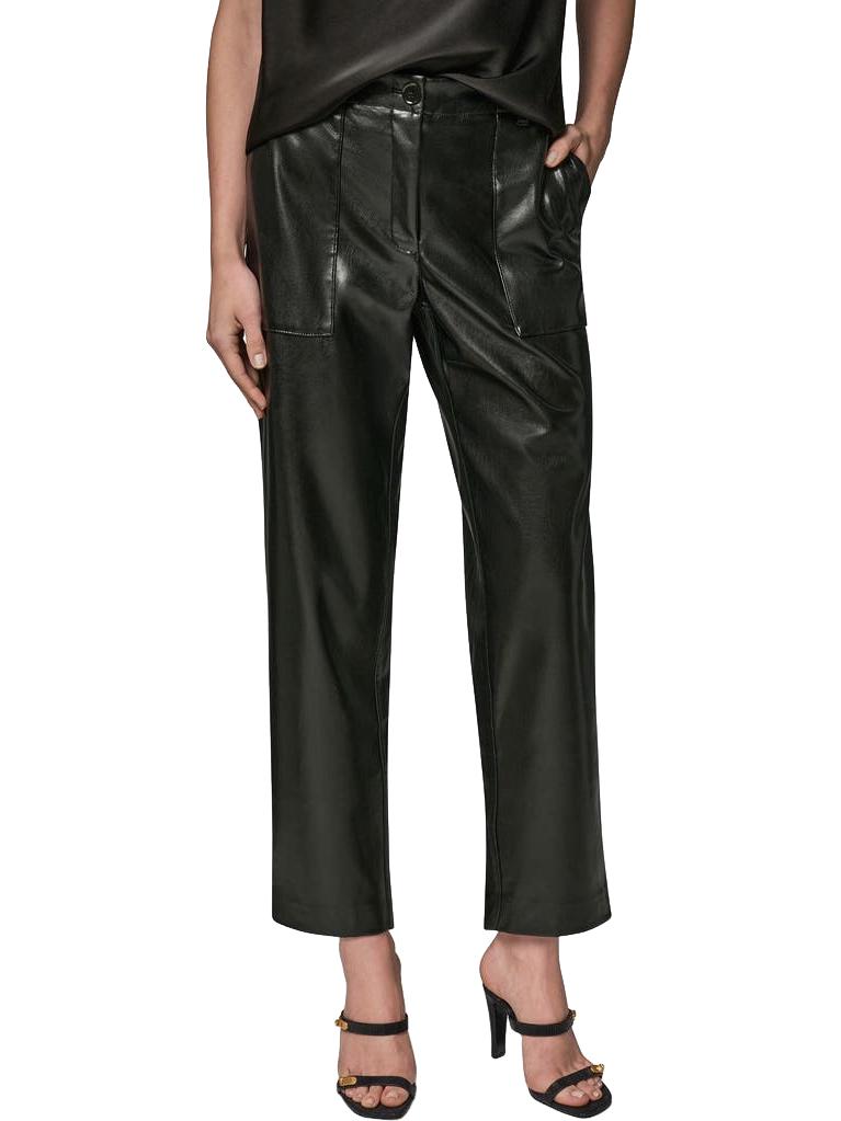 DONNA KARAN NEW YORK Donna Karan New York Faux Leather Patch Pocket Straight Leg Pants