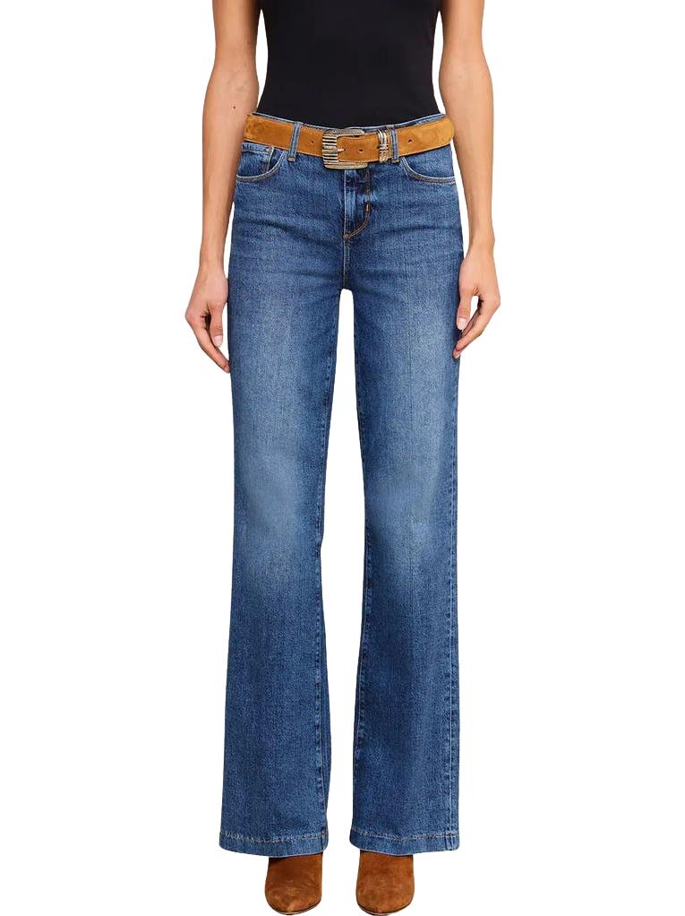 L'AGENCE L'AGENCE Clayton Coated Raw Hem Wide Leg Jeans
