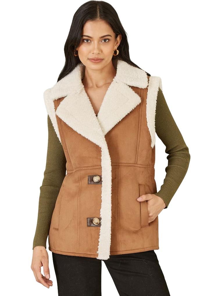 YUMI Yumi Faux Suede and Fleece Gilet