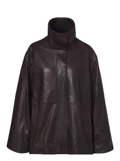 NOUR HAMMOUR Nour Hammour Lowen Oversized Leather Cape Jacket
