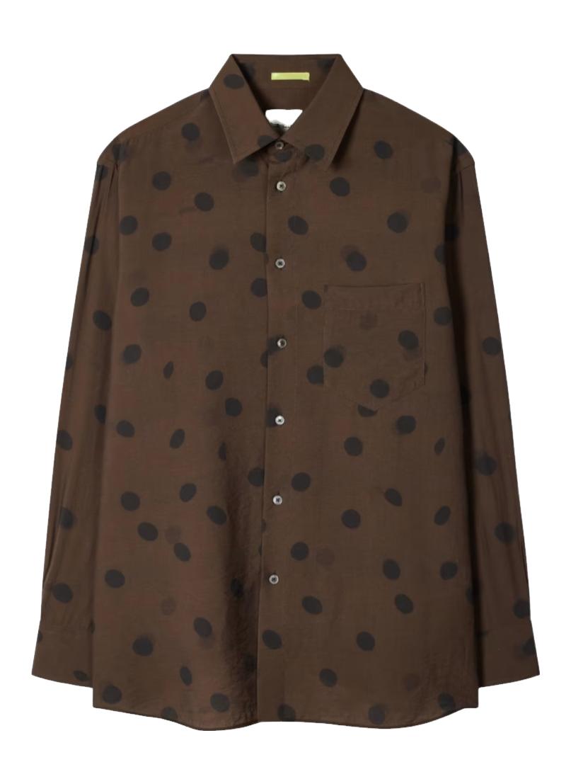 PAUL SMITH Brown Shadow Polka Viscose-Wool Shirt