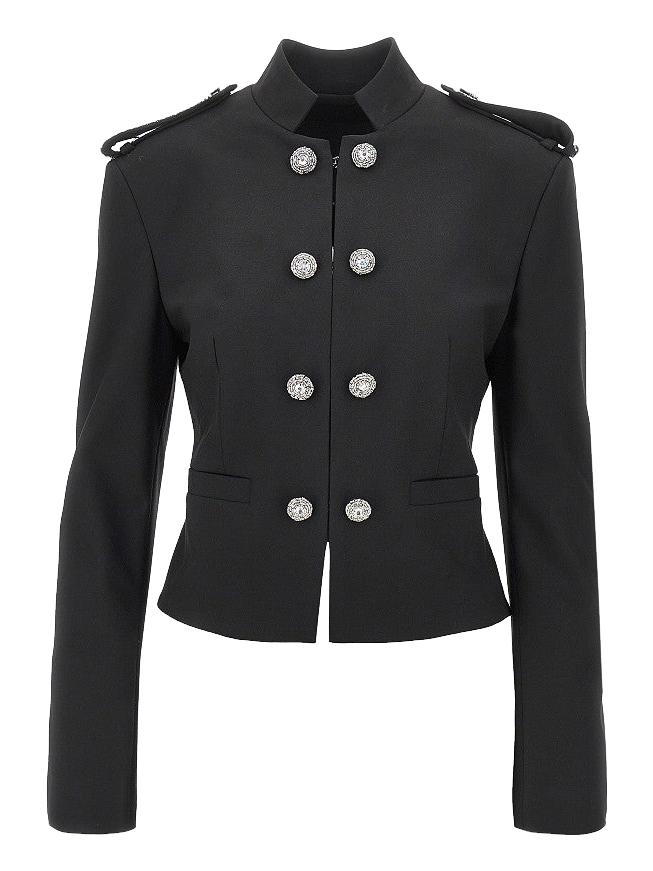 BALMAIN Black High-Waisted Wool Trousers