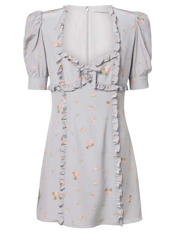 ALESSANDRA RICH Alessandra Rich Floral Silk Crêpe de Chine Minidress