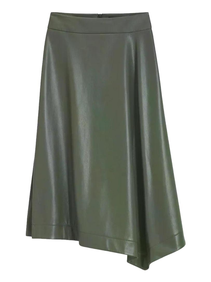 BOSS BOSS Faux-Leather A-Line Skirt with Ruffle Detail