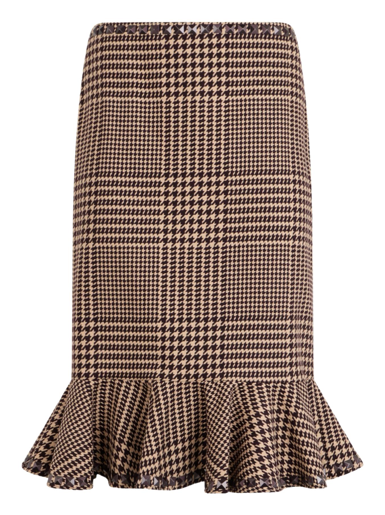GIUSEPPE DI MORABITO Giuseppe Di Morabito Houndstooth Ruffled Midi Skirt