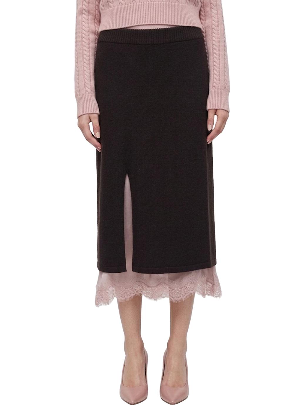 PINKO PINKO Bicolour Wool-Blend Knit Midi Skirt