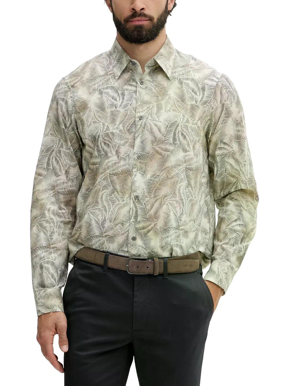ARMANI EXCHANGE leaf-print long-sleeved shirt