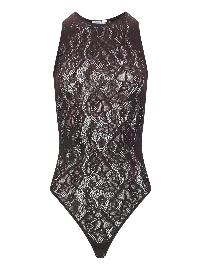 WOLFORD Wolford Dark Brown Floral Lace Bodysuit