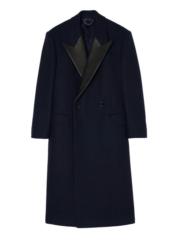 BURBERRY Burberry Tailored Wool Coat with Leather Trim