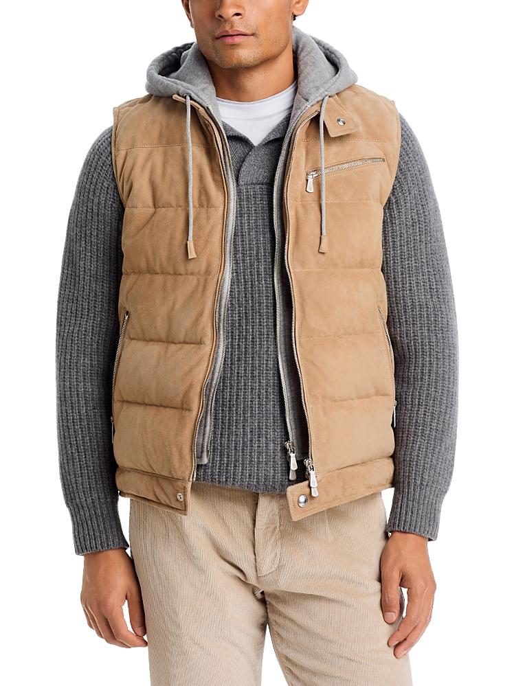 ELEVENTY Eleventy Suede Vest with Removable Hood