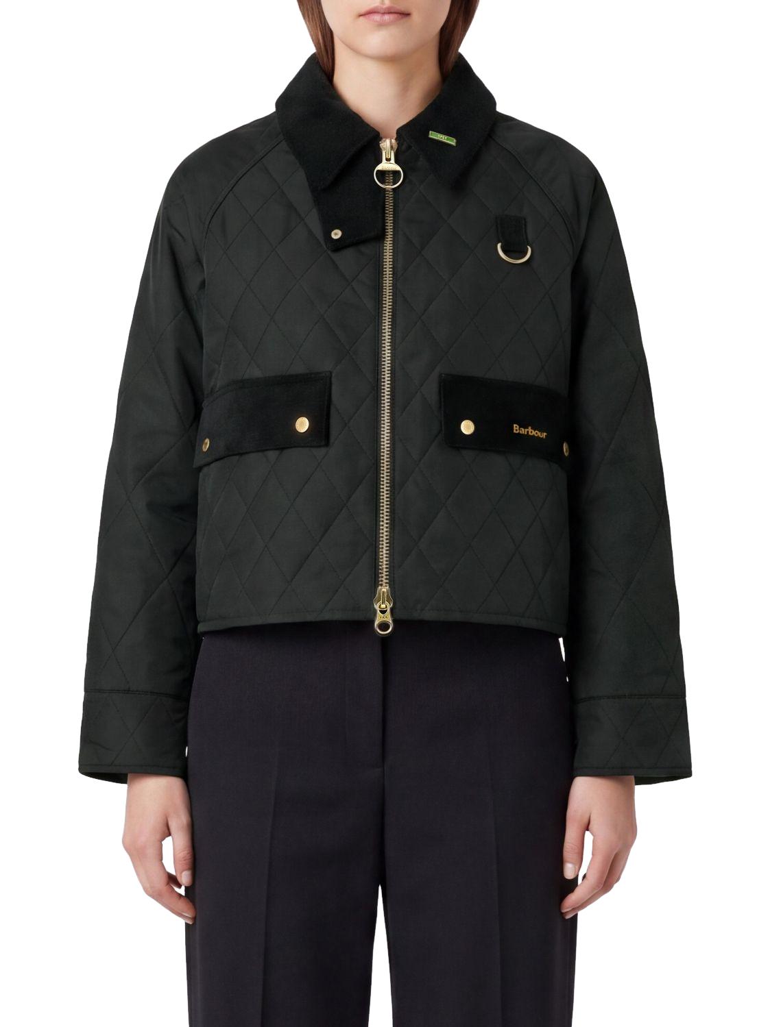 BARBOUR Barbour Quilted Waxed Cotton Spey Jacket with Velvet Collar