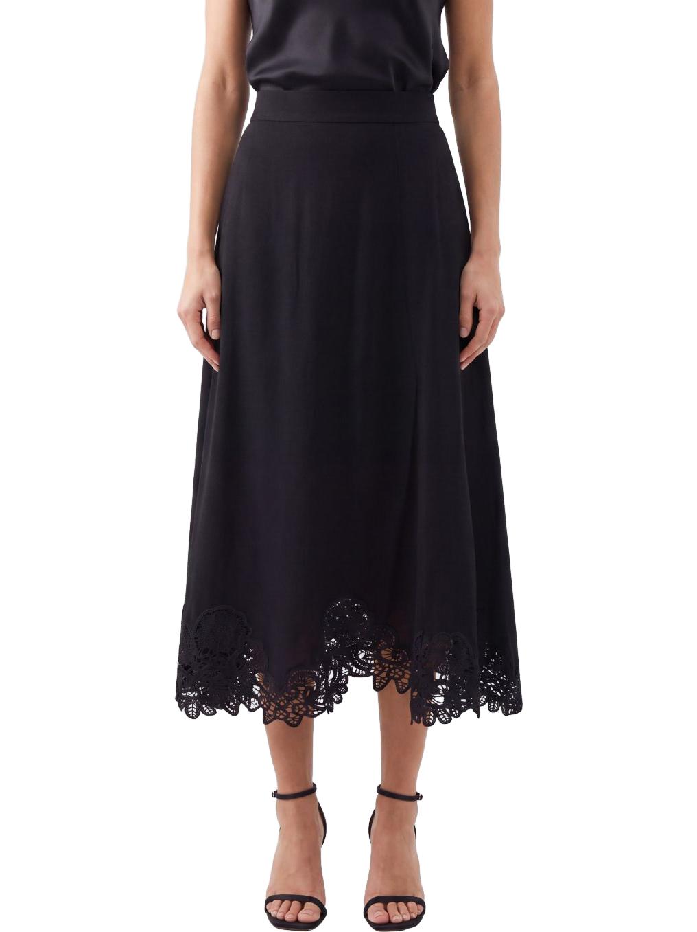 ZIMMERMANN ZIMMERMANN High-Waisted Midi Skirt with Lace Inserts