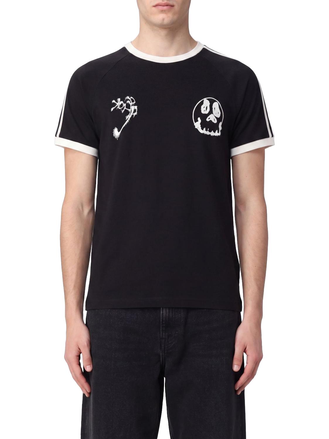 Y3 short-sleeved cotton t-shirt with skull graphic print and contrast logo