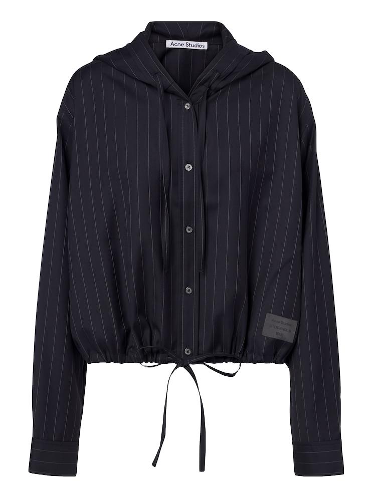 ACNE STUDIOS Acne Studios Pinstripe Hooded Wool Jacket