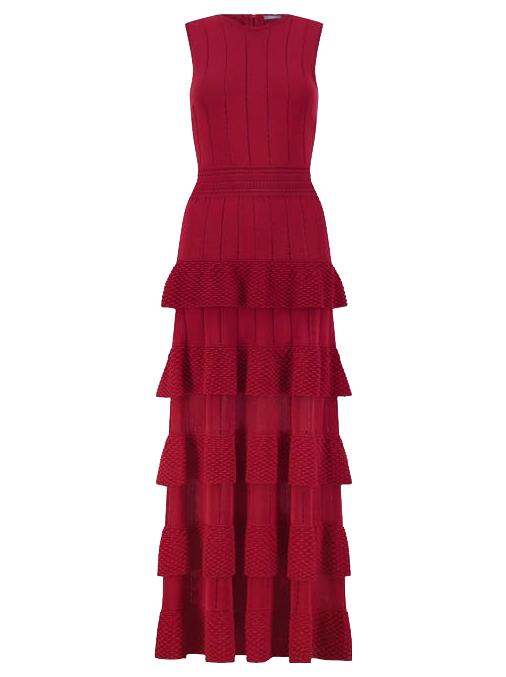 LELA ROSE Lela Rose Bobble Knit Tiered Dress