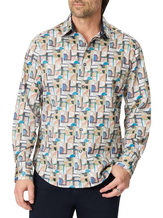 ROBERT GRAHAM gainsborough long sleeve stretch cotton shirt