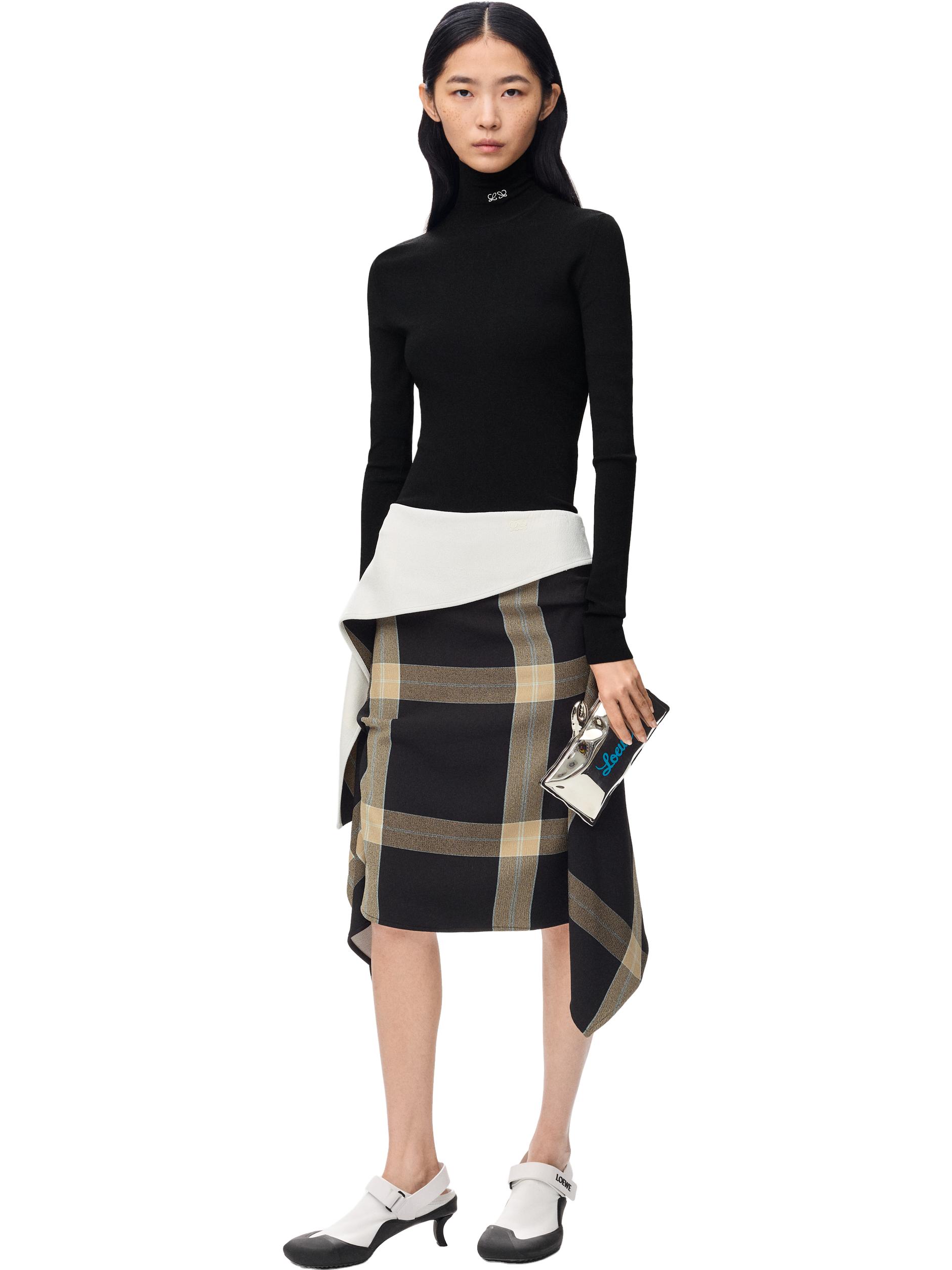 LOEWE Draped Checked Skirt in Stretch Viscose