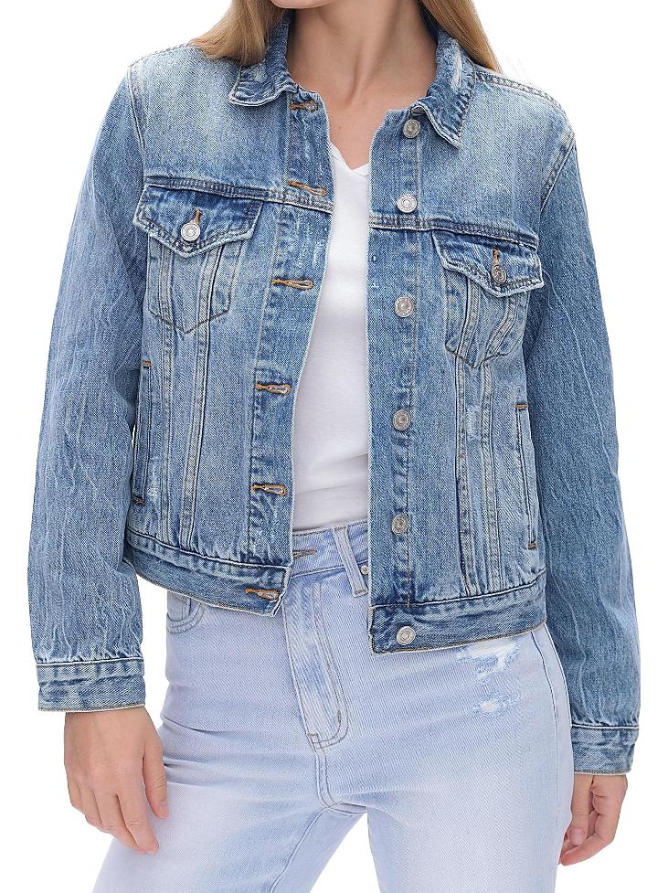 BAYEAS Bayeas Distressed Light Wash Denim Jacket
