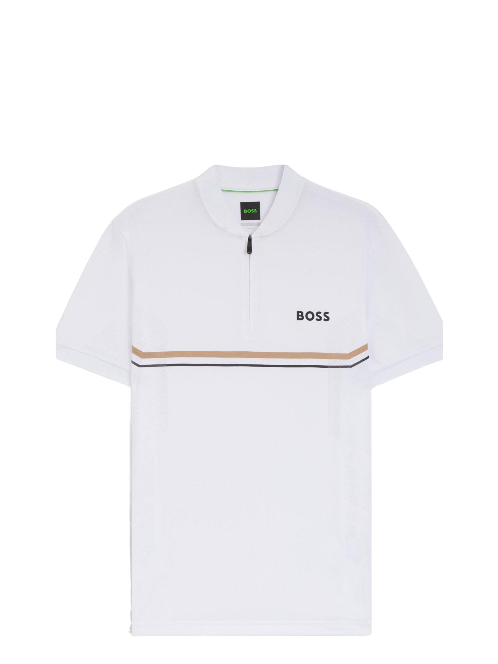 HUGO BOSS Hugo Boss Polo Shirt with Half-Zip Placket and Contrast Stripes