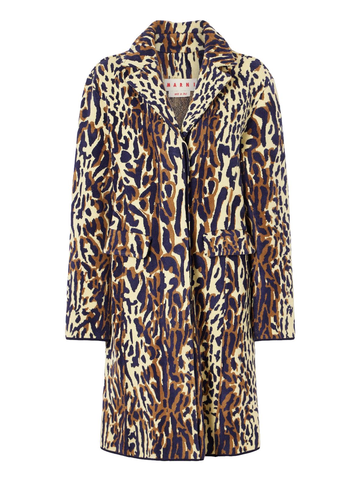 MARNI MARNI Leopard-Jacquard Virgin Wool Coat