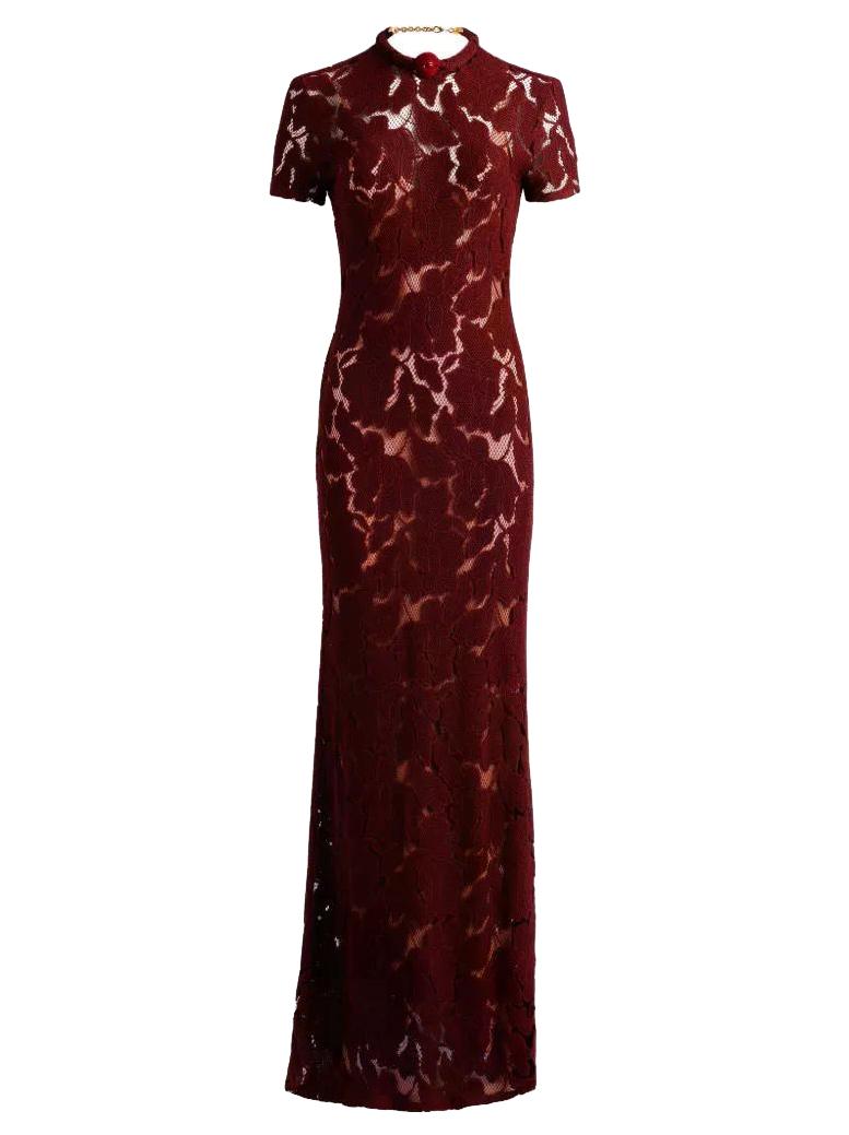 SAU LEE SAU LEE Ren Satin Jacquard Midi Skirt