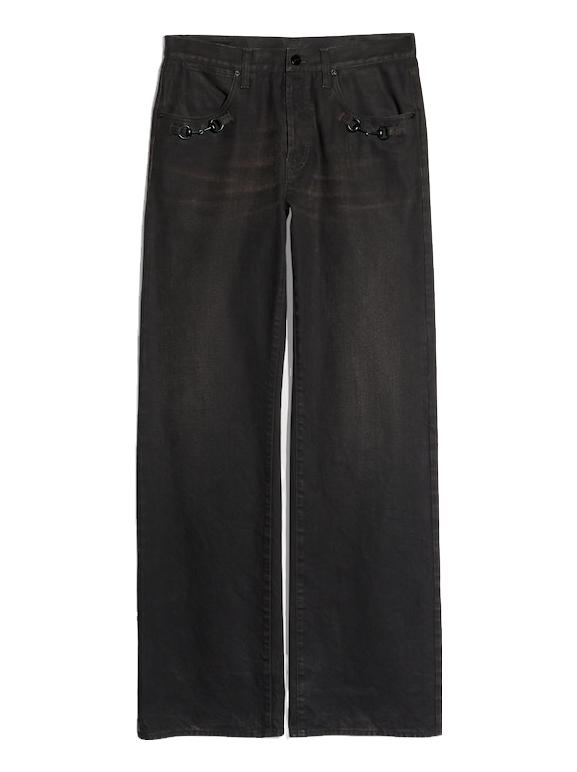 GUCCI Gucci Flared Cotton Denim Pants with Horsebit Detail