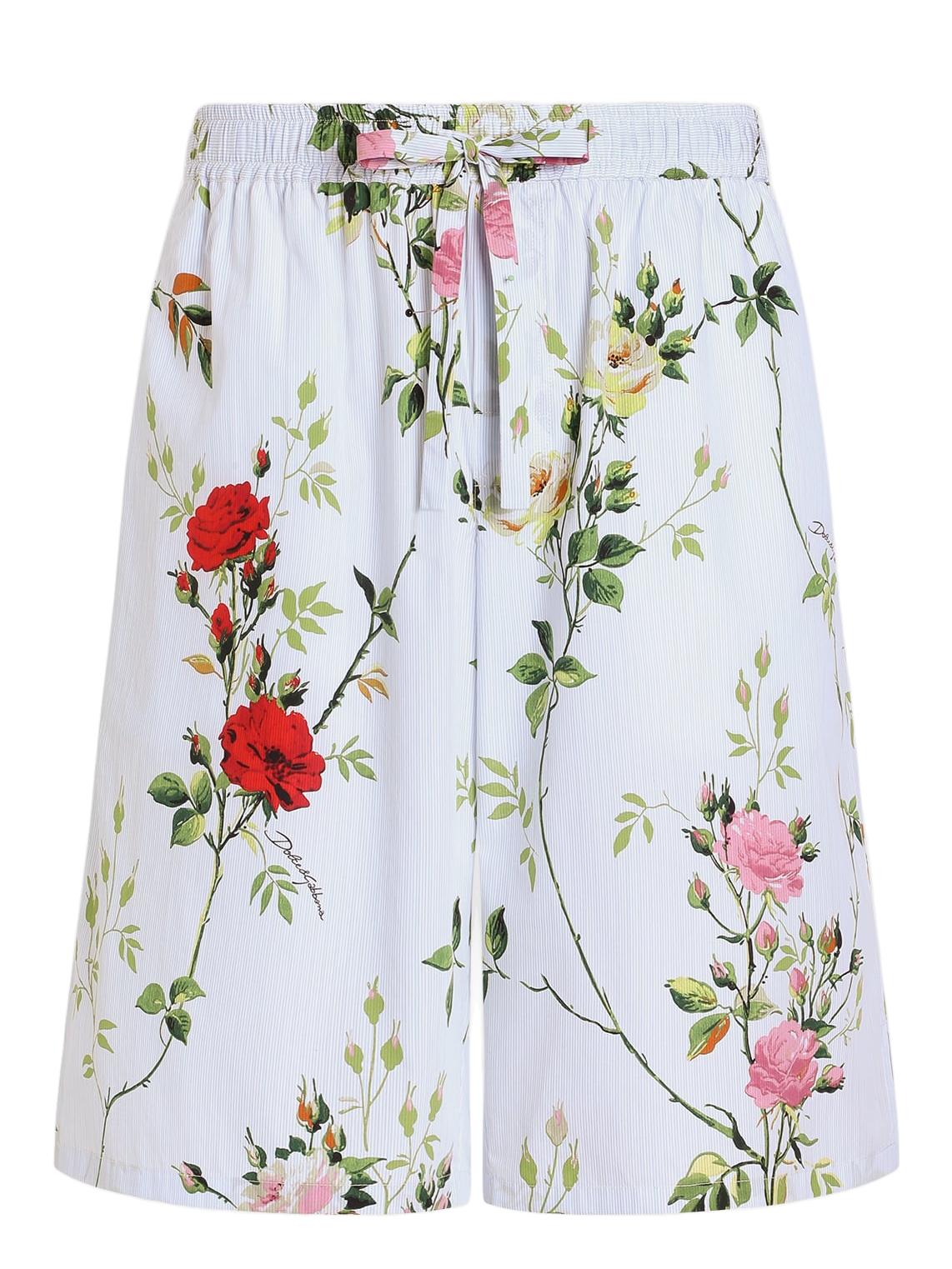 DOLCE & GABBANA Dolce & Gabbana Rose-Print Poplin Bermuda Shorts