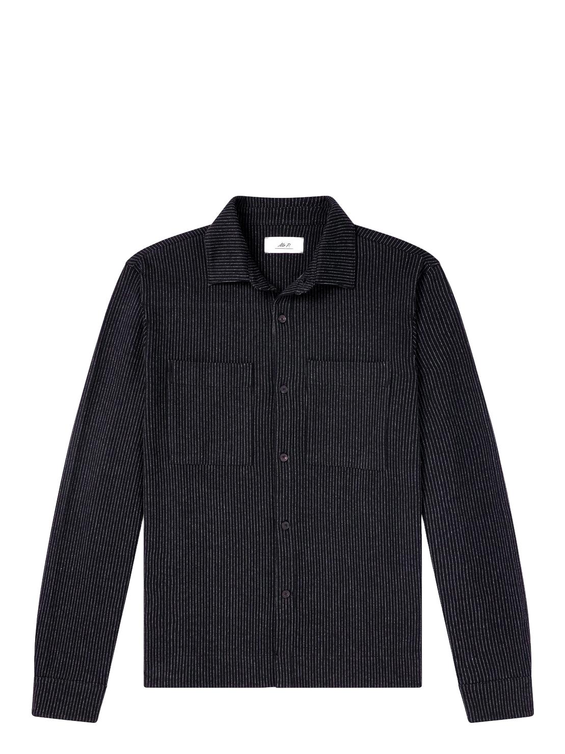 MR P. Mr P. - Pinstriped Cotton-Blend Jersey Shirt - Men - Black - XS