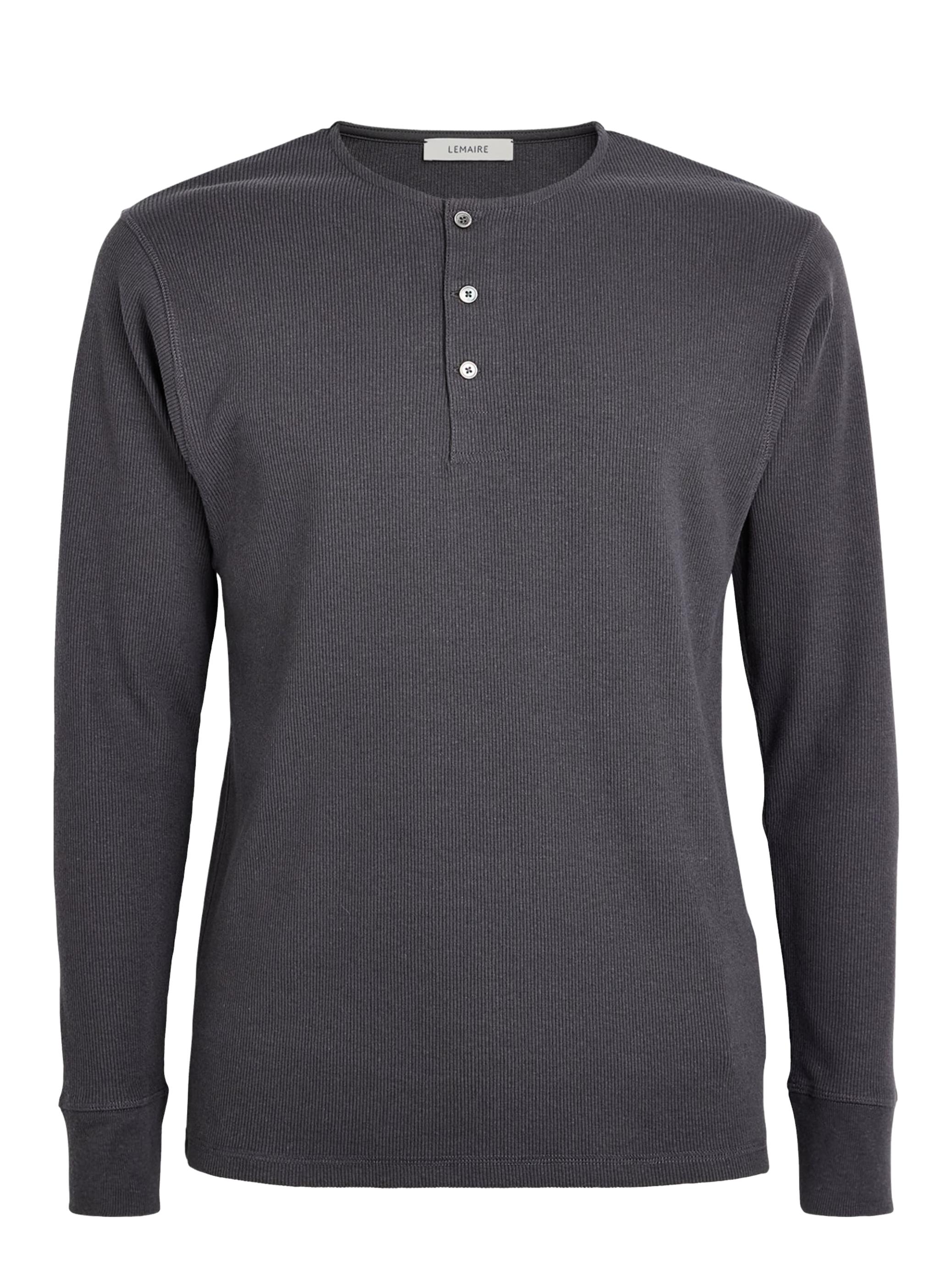 LEMAIRE cotton-linen rib-knit henley t-shirt