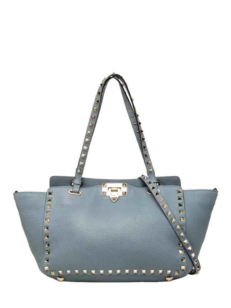 VALENTINO Valentino Garavani Small Leather Rockstud Trapeze Satchel