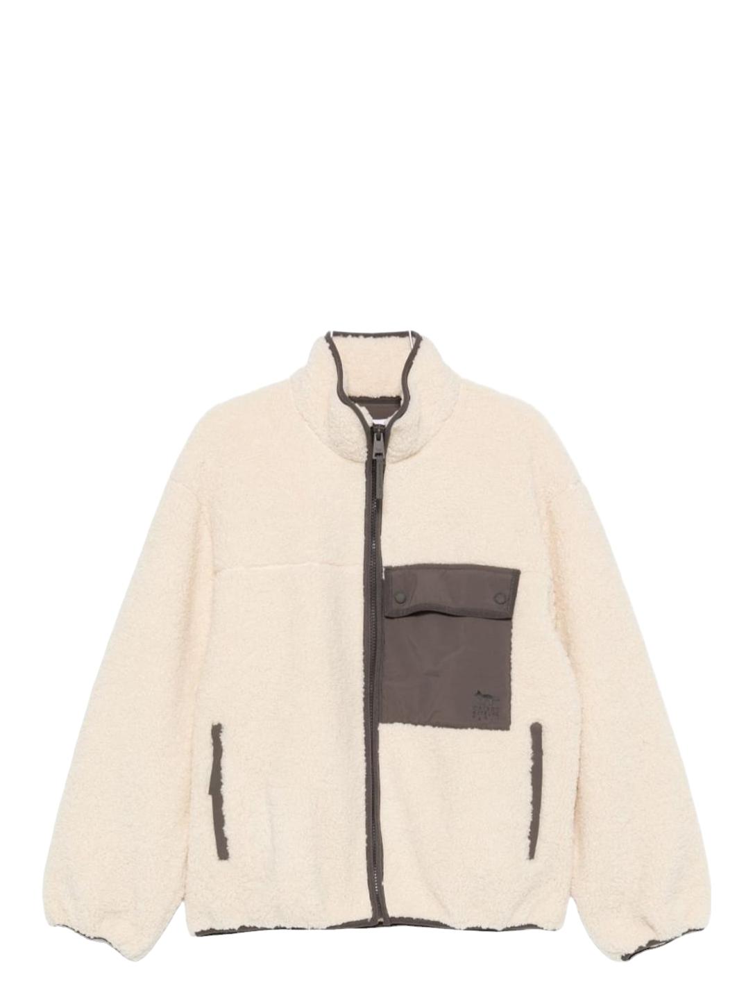 MAISON KITSUNÉ Maison Kitsune Long Sleeve Sherpa Jacket with Contrast Pocket
