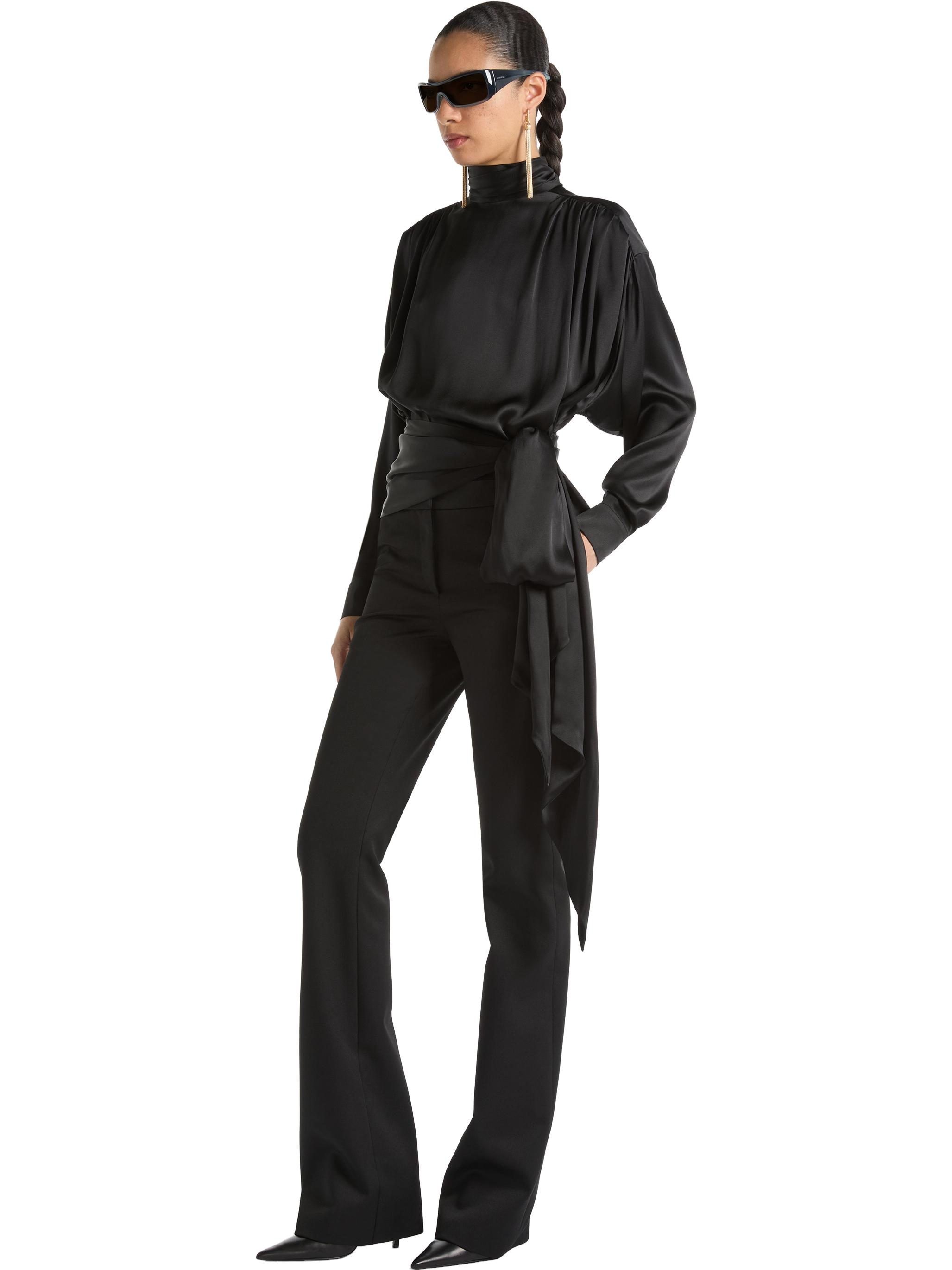 BALMAIN Balmain Silk Satin Blouse with Tie Detail