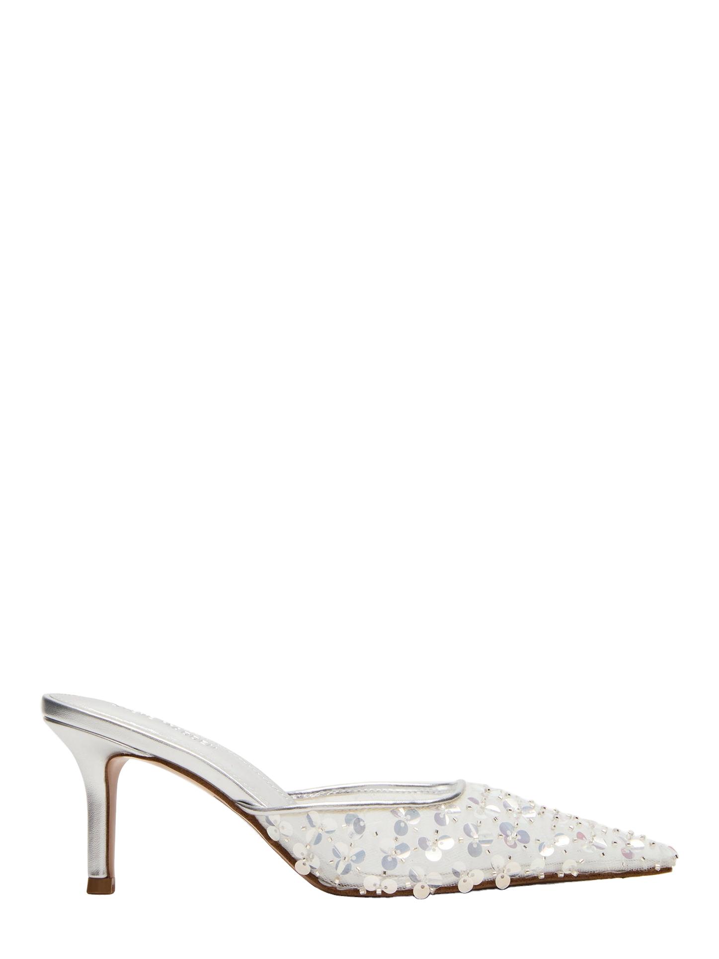 REFORMATION clementine heeled mule sandal leather pom