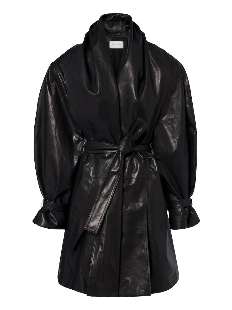 MAGDA BUTRYM belted draped leather jacket