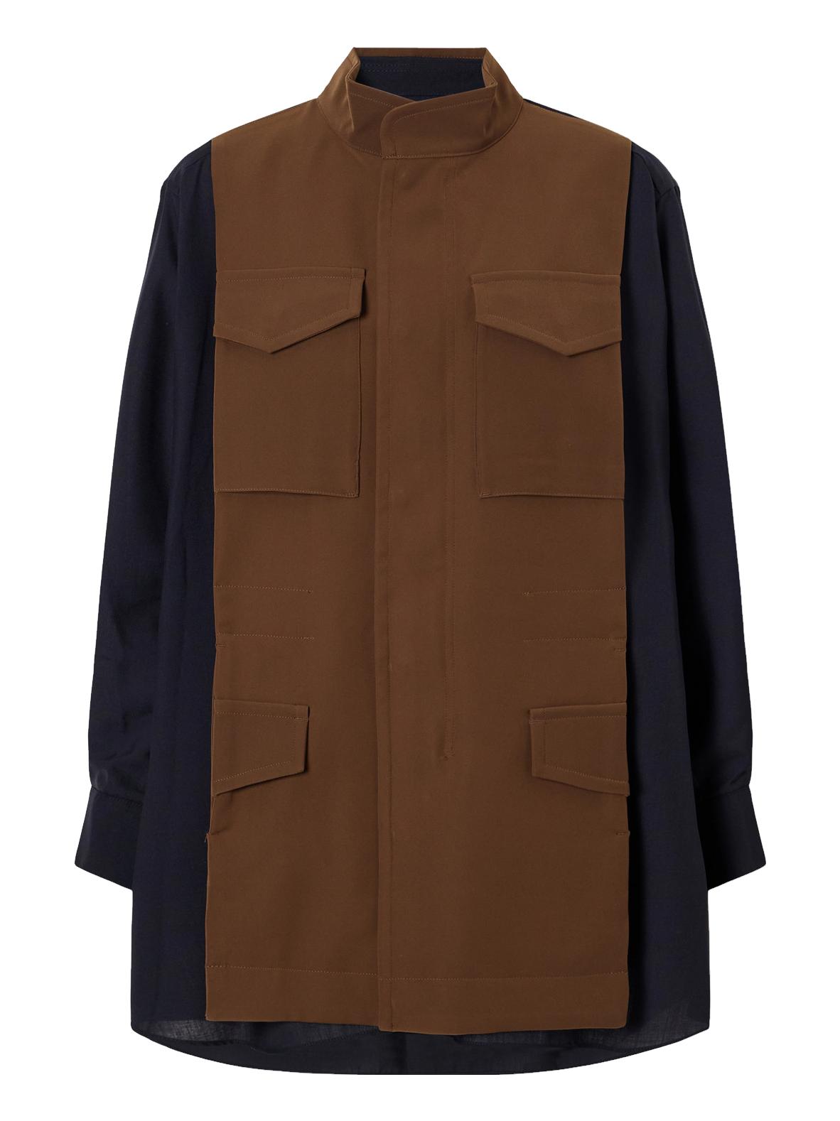 SACAI Crepe-trimmed Woven Shirt