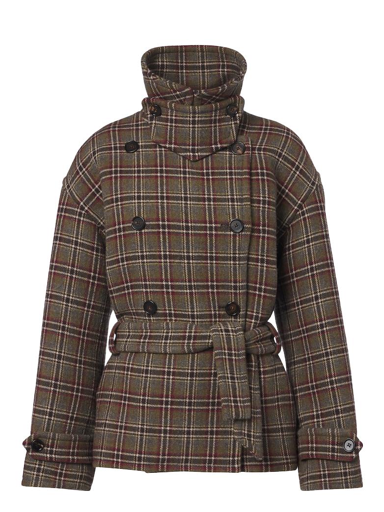 CHLOÉ chloé checked wool and cotton-blend peacoat