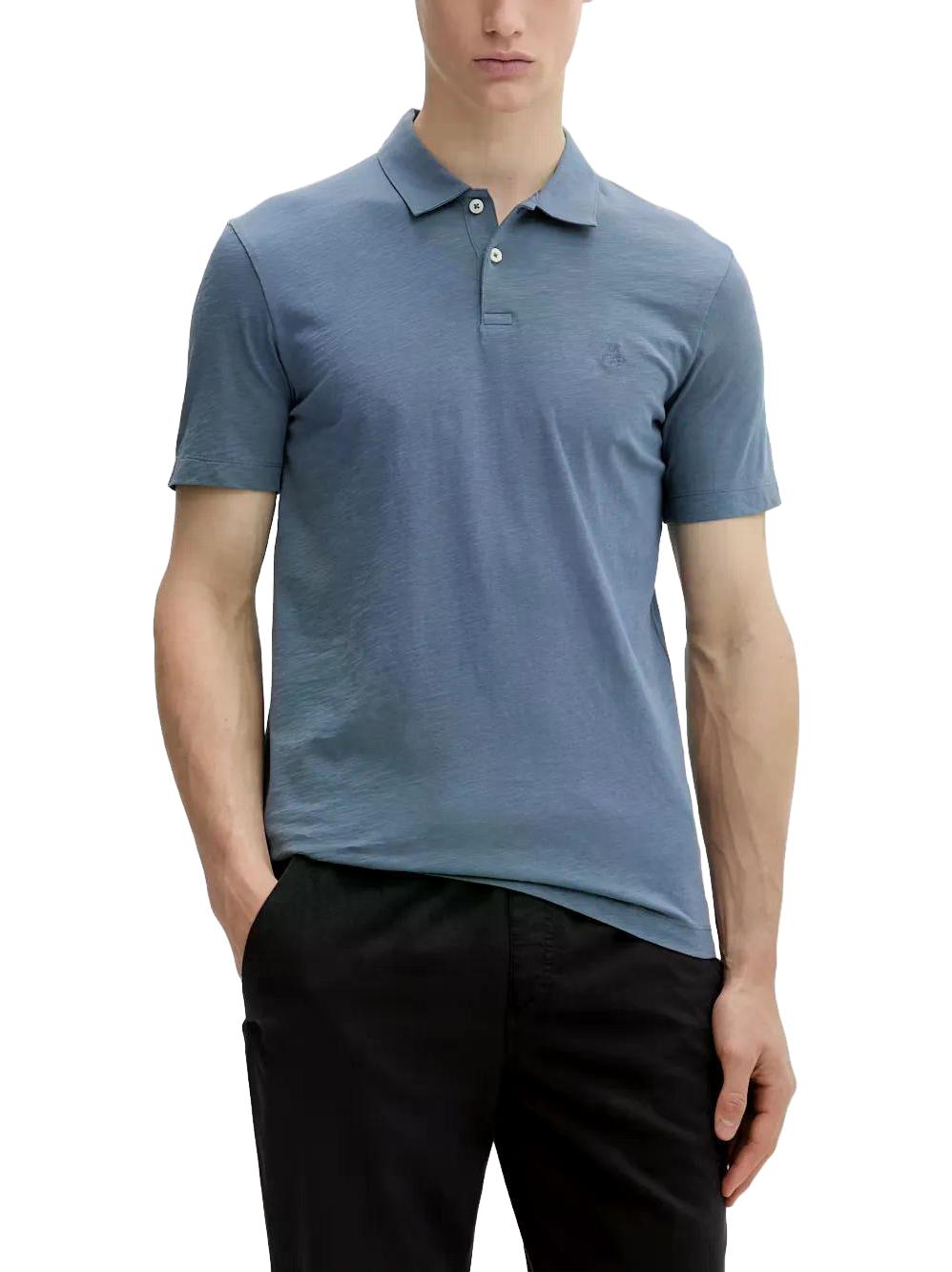 MARC O'POLO logo-embroidered slub-texture polo shirt
