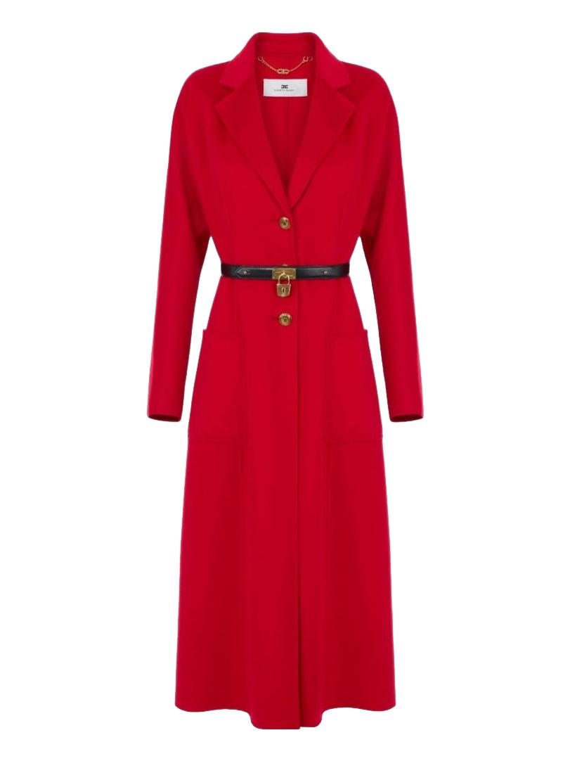 ELISABETTA FRANCHI Elisabetta Franchi Single-Breasted Belted Long Coat