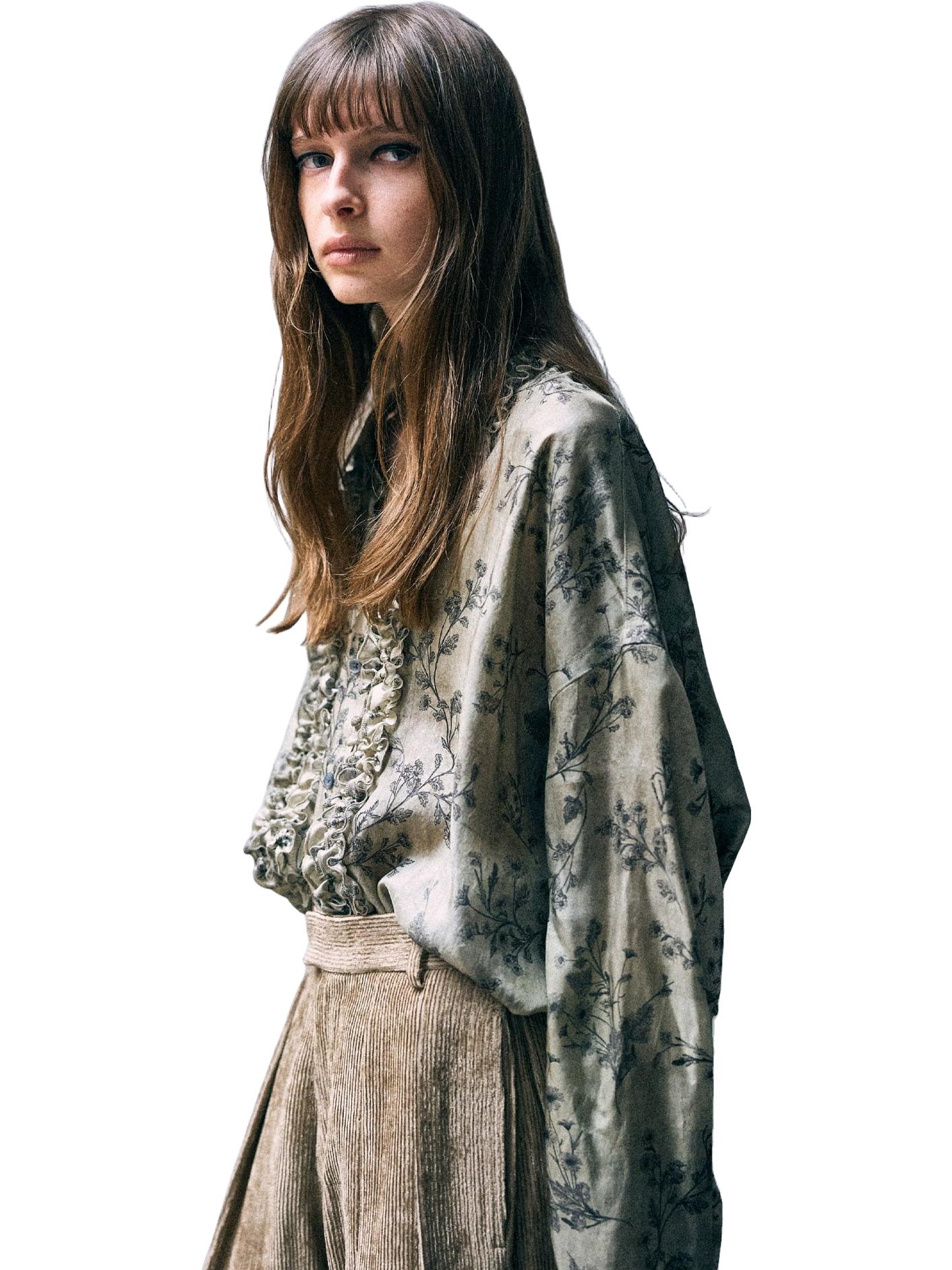 R13 drop neck ruffle shirt