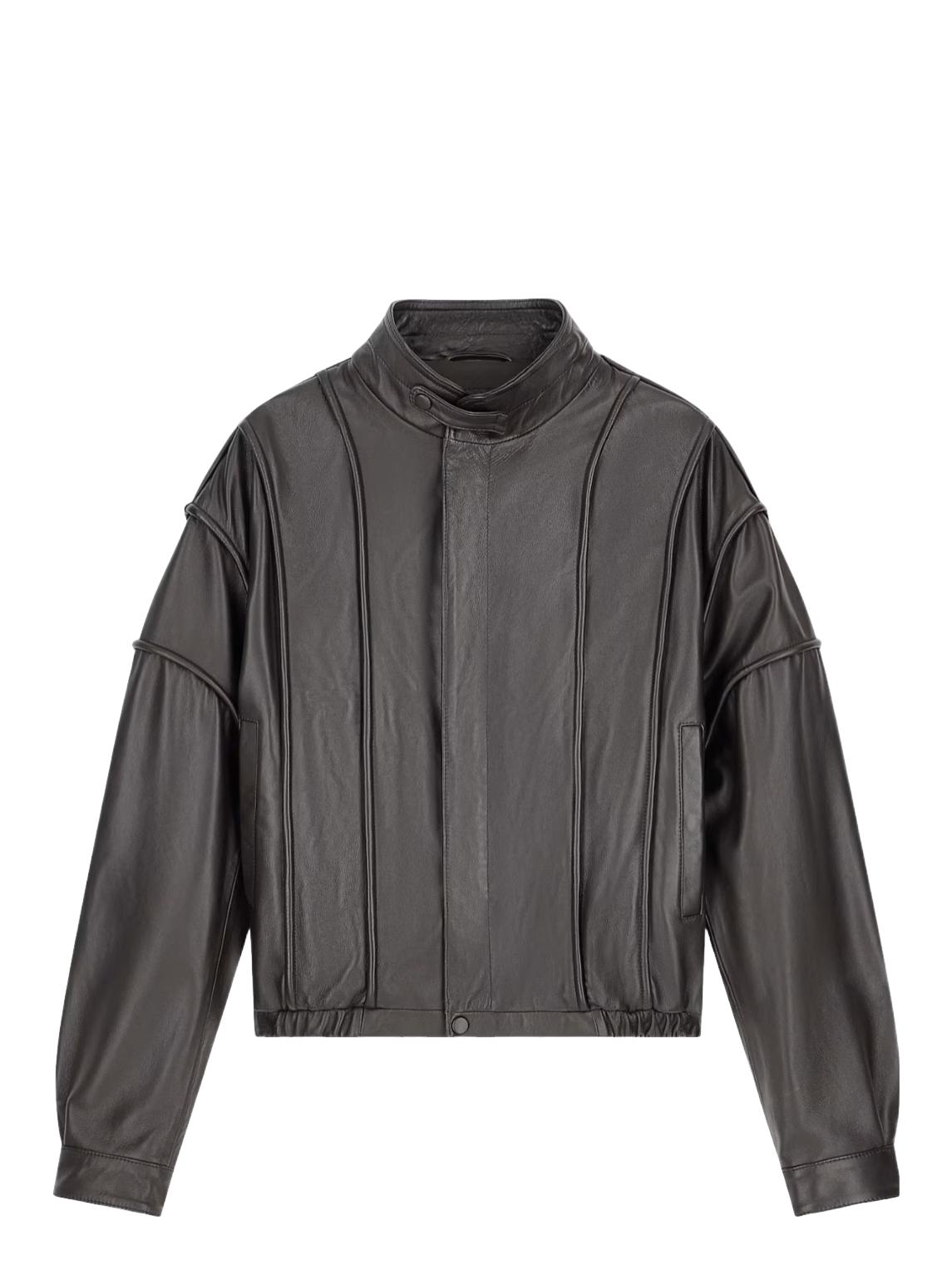 EMPORIO ARMANI Emporio Armani Stand Collar Leather Jacket