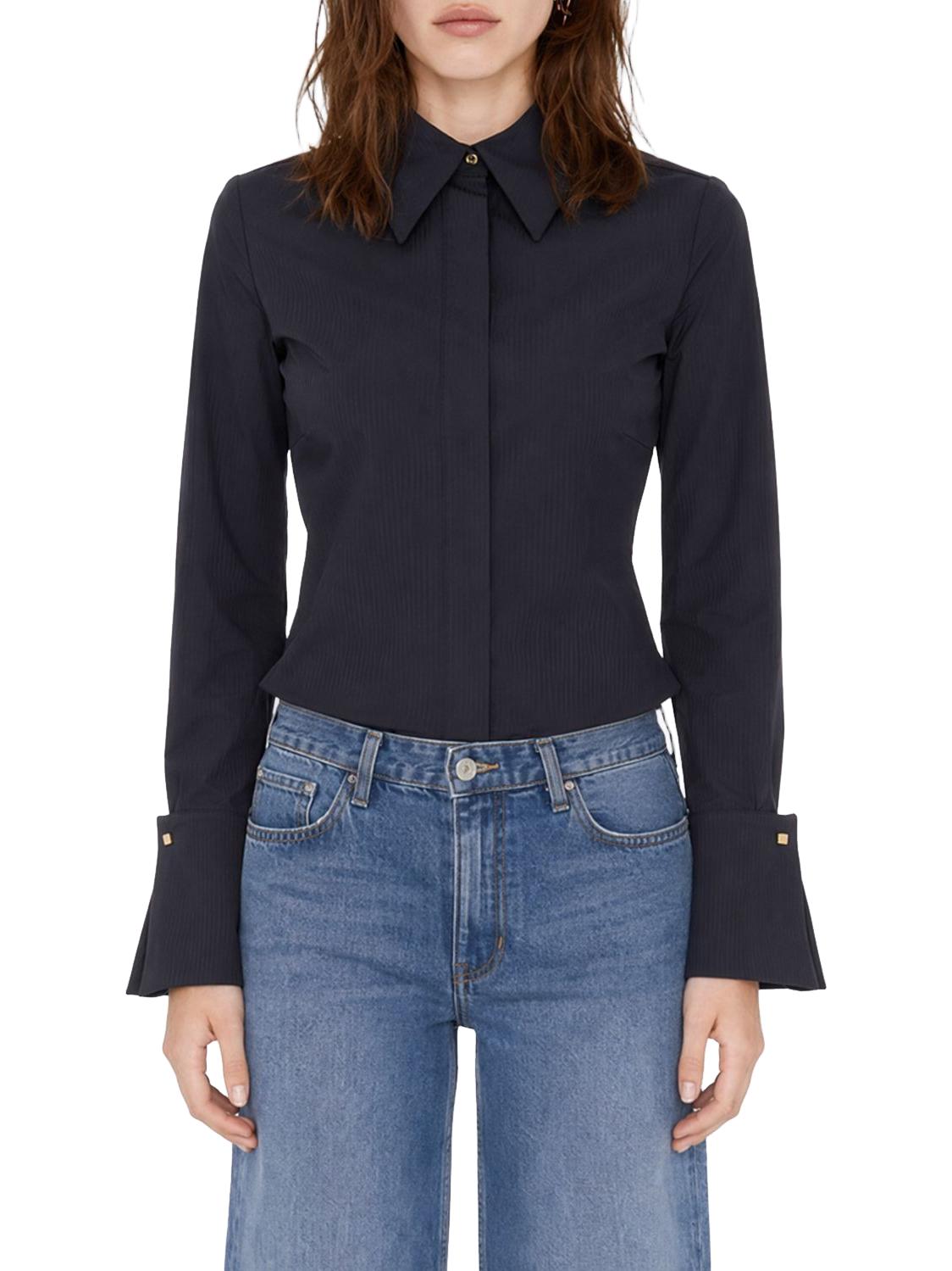 ELISABETTA FRANCHI striped cotton slim fit shirt with slogan print