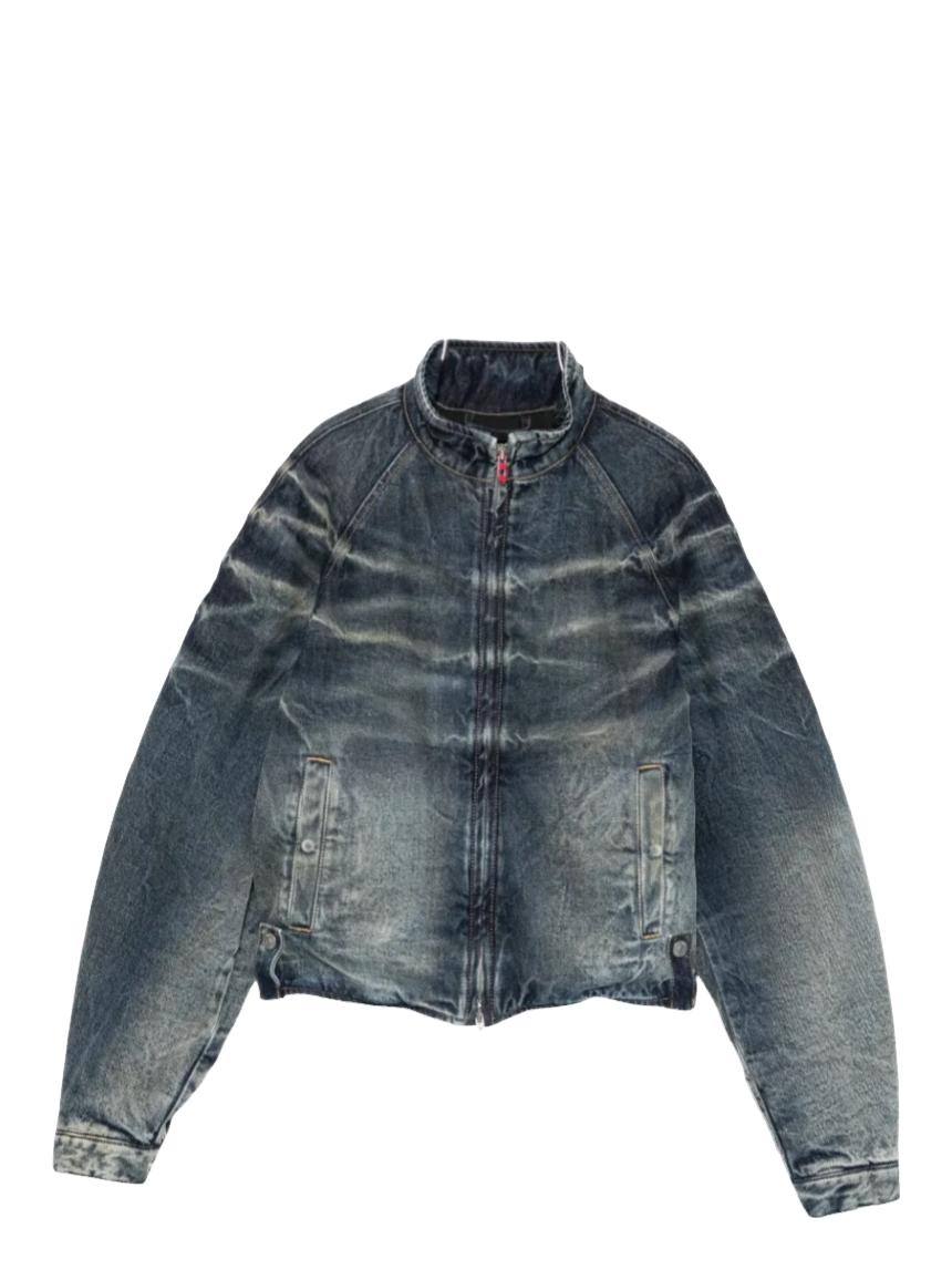 DIESEL® Diesel Denim Mini Skirt with Frayed Pleated Hem