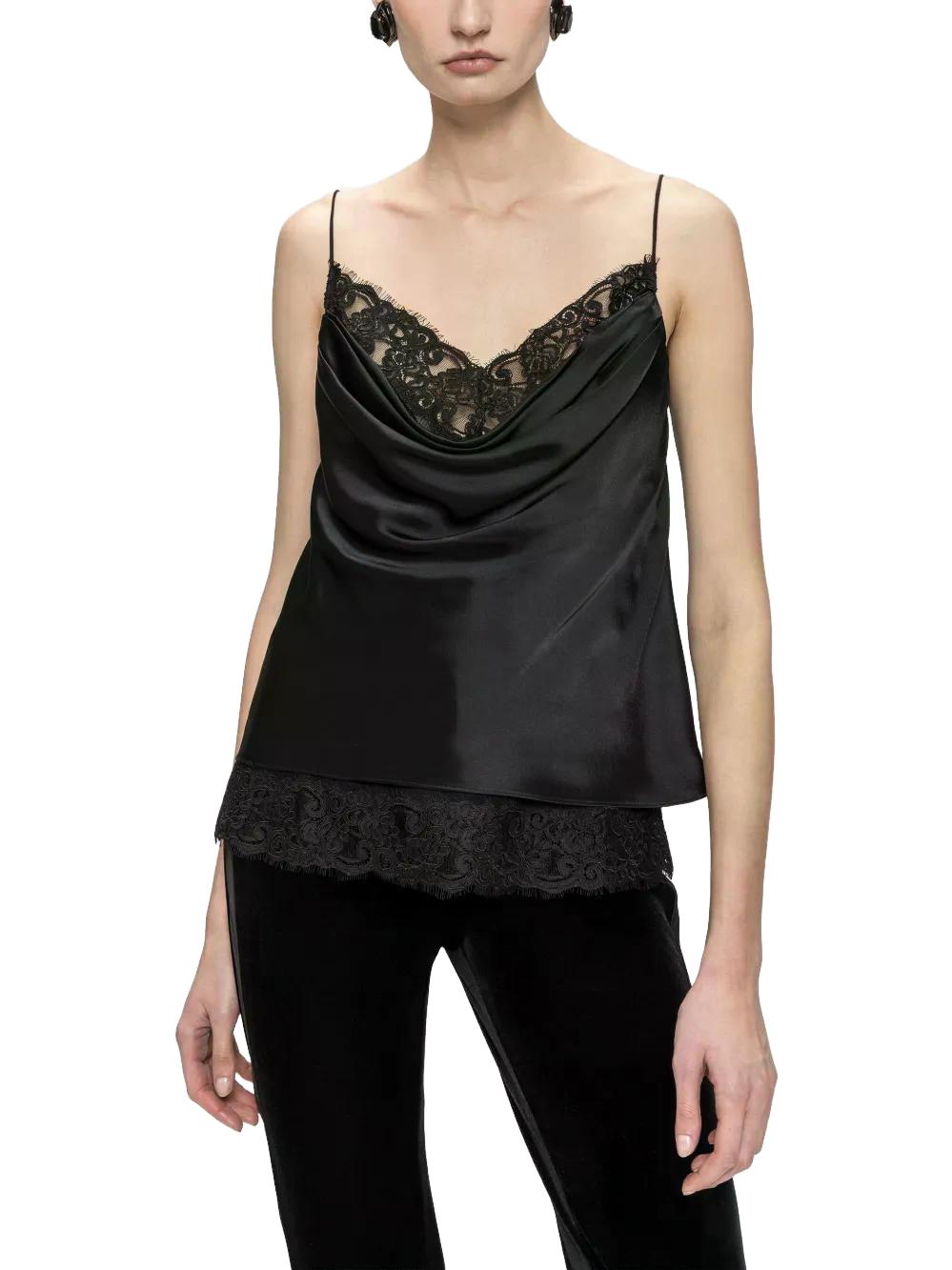 CINQ À SEPT Cinq A Sept Esme Satin Pants with Lace Accents
