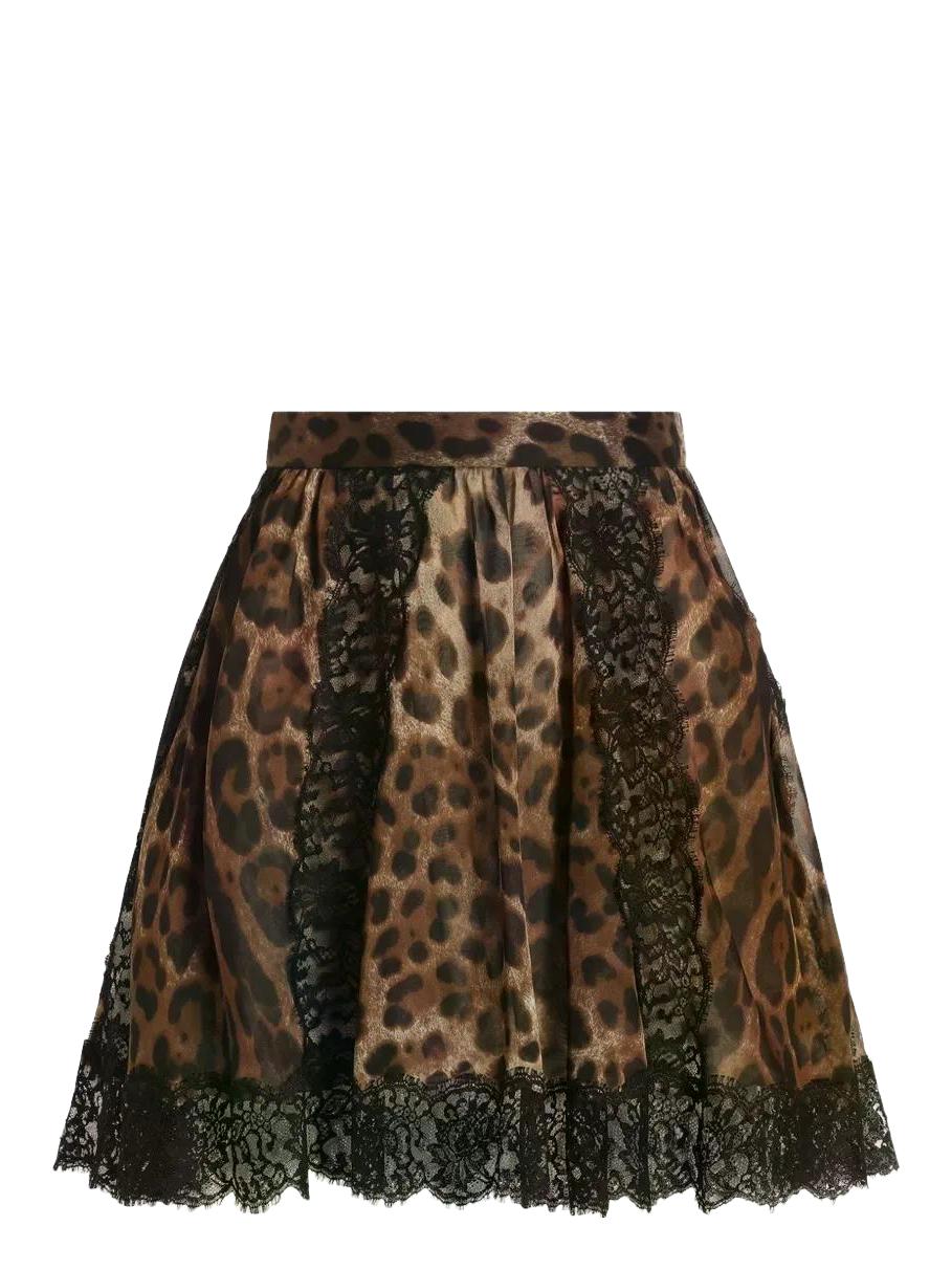 DOLCE & GABBANA leo-print chiffon skirt