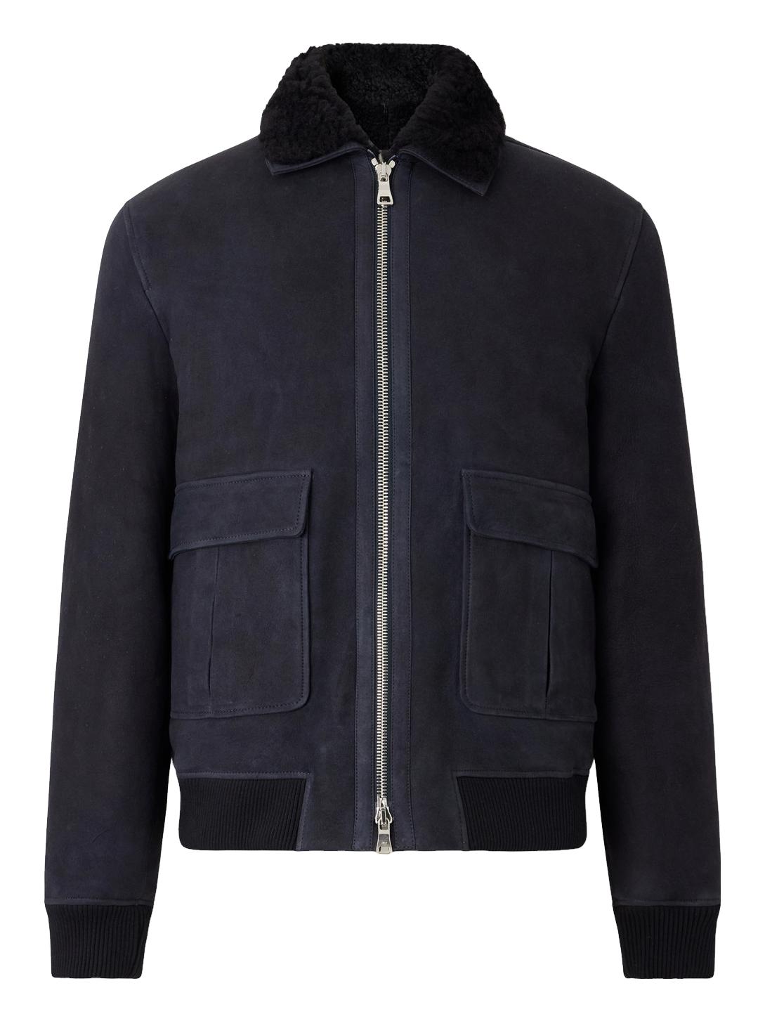 MR P. Mr P. - Shearling-Trimmed Suede Bomber Jacket - Men - Blue - XS