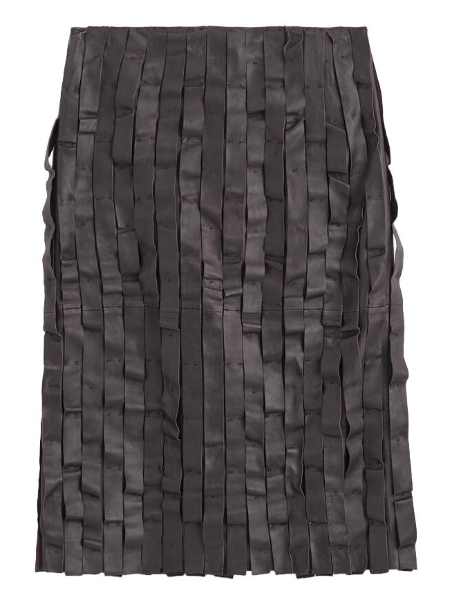 COS raw-cut leather midi skirt