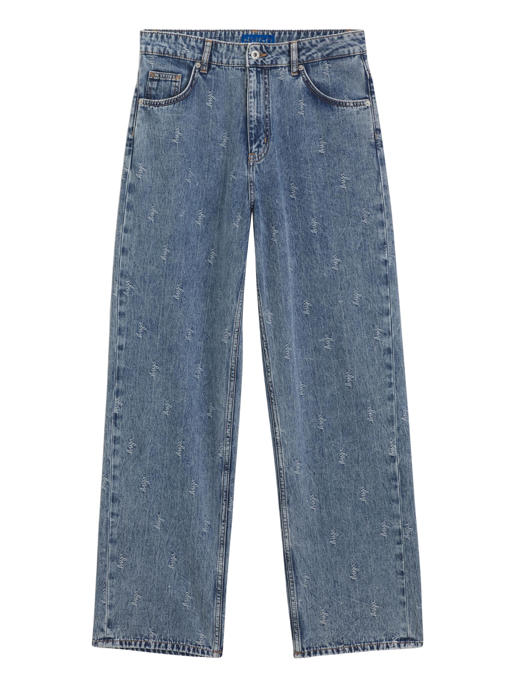 HUGO wide-leg loose-fit jeans in logo-jacquard denim