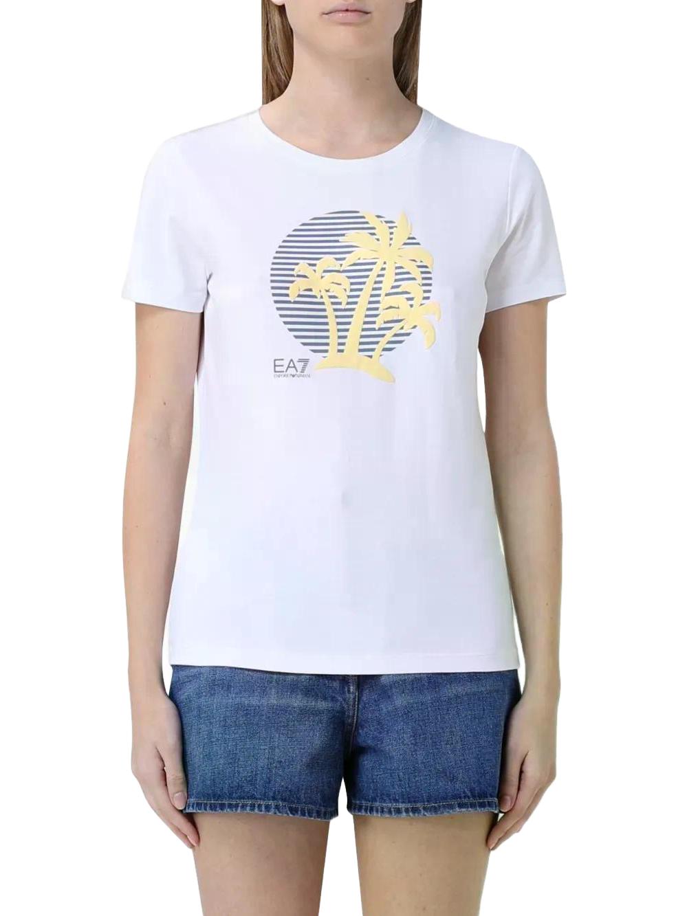 EA7 palm tree-print t-shirt